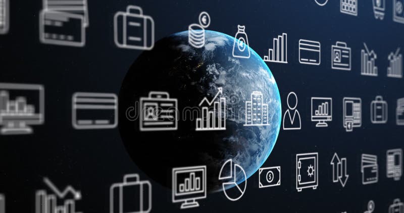 Animation of Digital Icons Processing Over Globe Stock Video - Video of ...