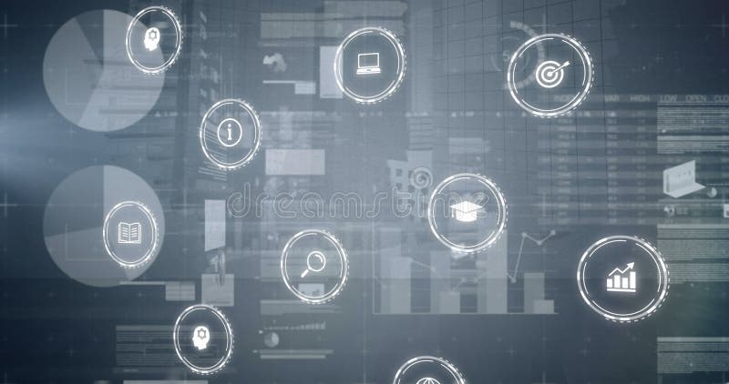 Animation of Digital Icons in Seamless Pattern Over Interface with Statistical Data Processing ...