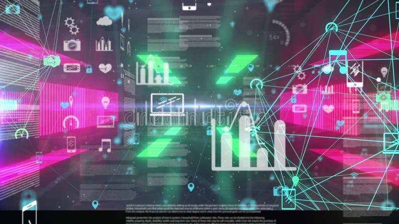 Animation of Digital Infographic Interface with Wi-fi, Computer ...