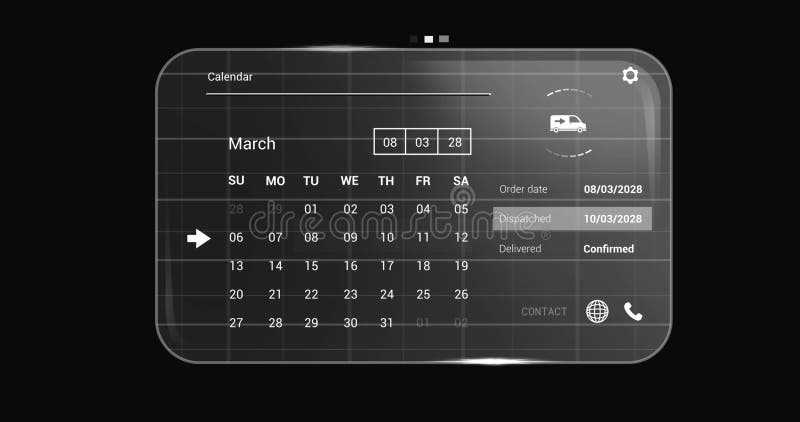 Animation of Digital Interface with Calendar and Data Processing on ...