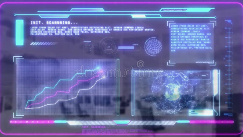 Animation of Digital Interface with Data Processing Against Empty ...
