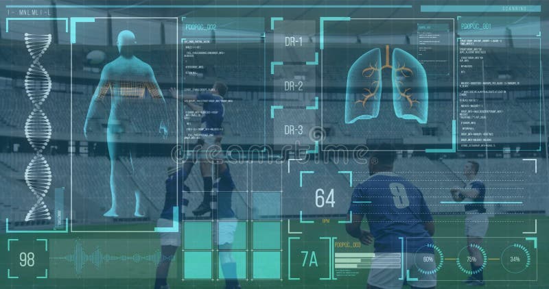 Animation of Digital Interface with Data Processing Over Football ...