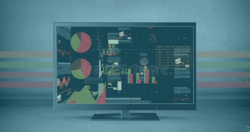 Animation of Digital Interface and Data Processing Over Screen Stock ...