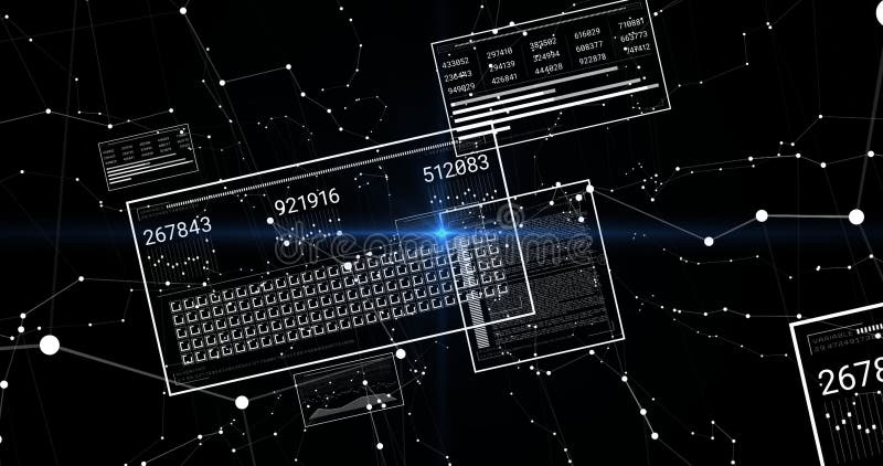 Animation of Digital Interface with Keyboard and Numbers, Showcasing ...
