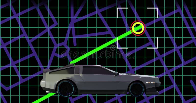 Animation of Digital Interface with Map Over Car Driving Stock Video ...