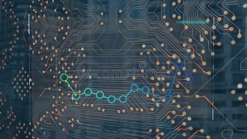 Animation of Digital Interface with Network of Connections on Dark ...