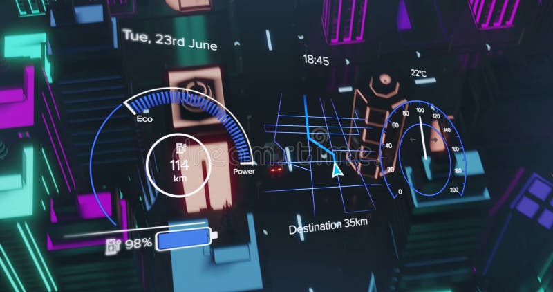 Animation of Digital Interface Over Car Driving Stock Video - Video of ...