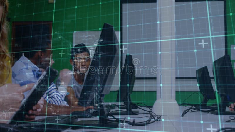 Animation of Digital Interface Over Diverse Group of People Stock Video ...