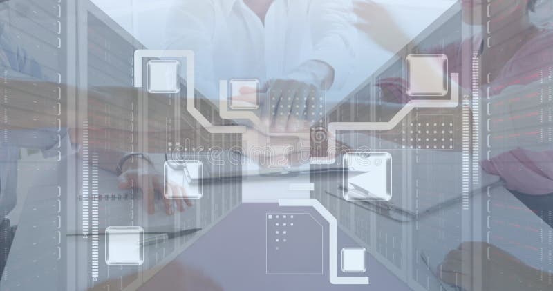 Animation of Digital Interface Over Group of Business People Stock ...