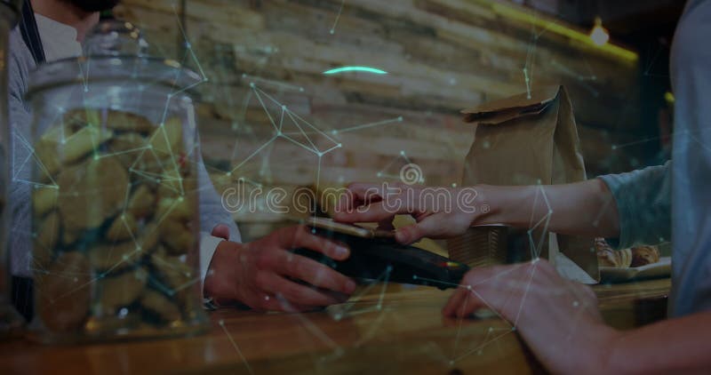 Animation of Digital Interface Over People Using Payment Terminal Stock ...