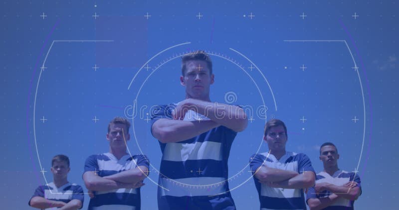 Animation of Digital Interface Over Rugby Team Stock Video - Video of ...
