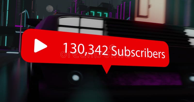 Animation of Digital Interface with Subscribers Text Over Car Driving Stock Footage - Video of ...