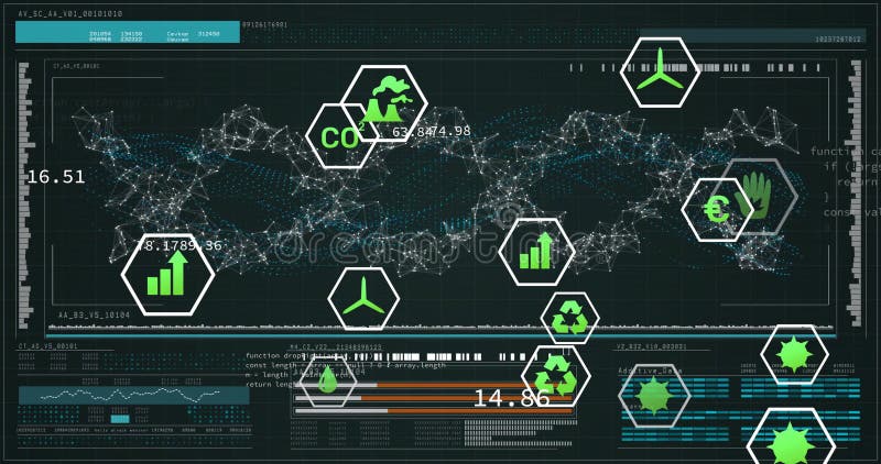 Animation of Digital Interface with Sustainability Icons and ...