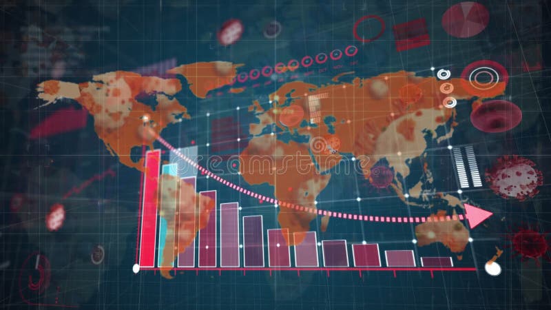 Graph and Coronavirus Cells Over World Map. Stock Video - Video of ...
