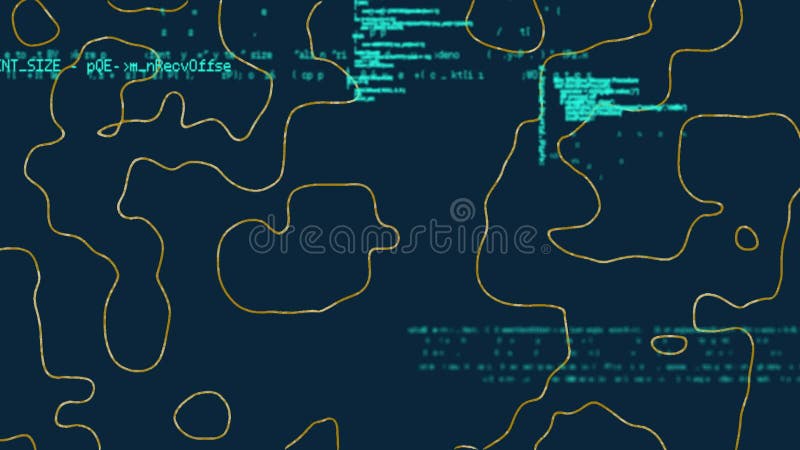Animation of Digital Map with Contour Lines and Scattered Code Elements ...