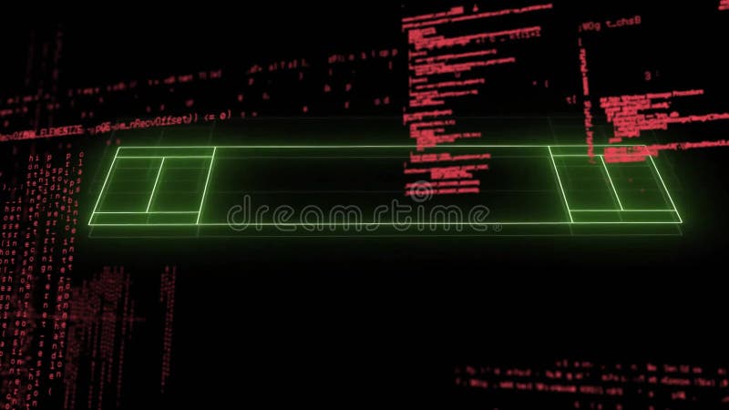 Animation of Digital Neon Field Over Data Processing on Black ...