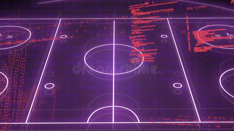 Animation of Digital Neon Field Over Data Processing on Black ...