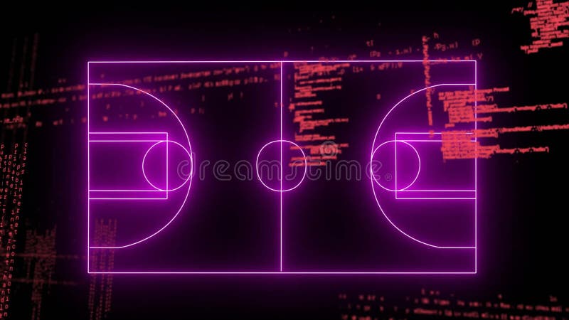 Animation of Digital Neon Field Over Data Processing on Black ...