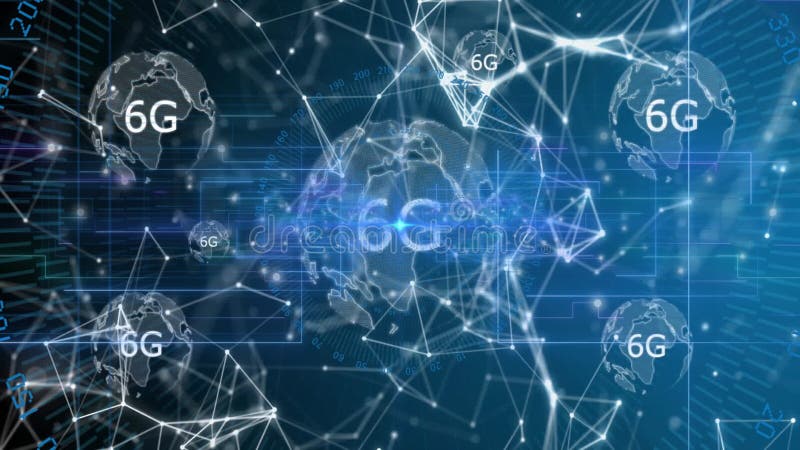 Animation of Digital Network Connections and 6G Technology with Globe ...
