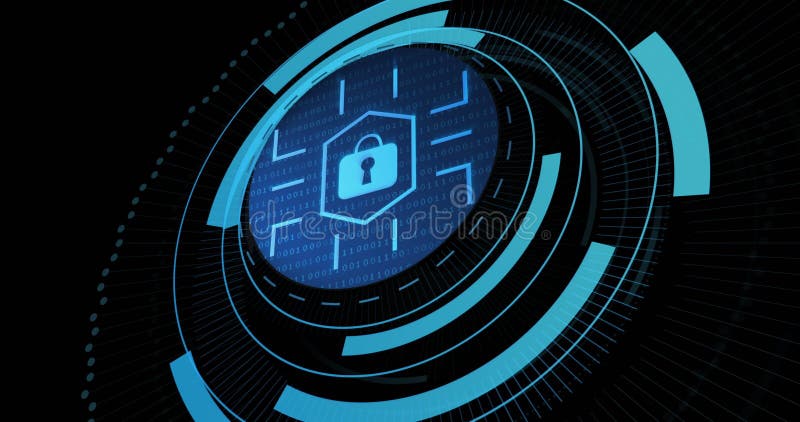 Animation of Digital Padlock in Processing Circle on Black Background ...