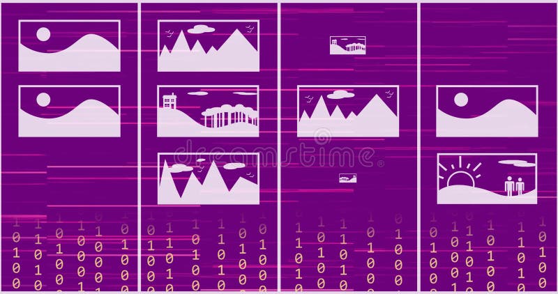 Animation of Digital Pictures and Falling Binary Codes with Lines Over ...