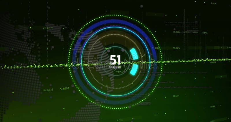 Animation of Digital Progress Circle Showing 51 Over Abstract Green ...