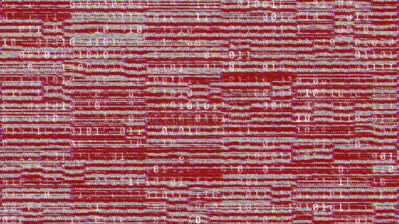 Animation of Digital Screen with Binary Coding and Glitch on Red ...