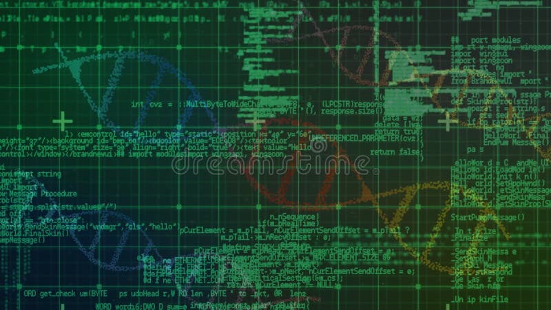 Animation of Digital Screen with Biological Data on Black Background ...