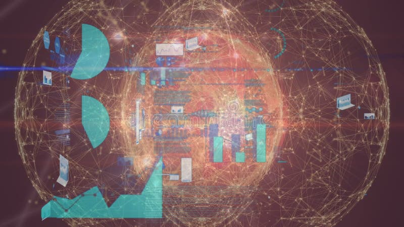 Animation of Digital Screen with Data, Graphs and Connections Stock ...
