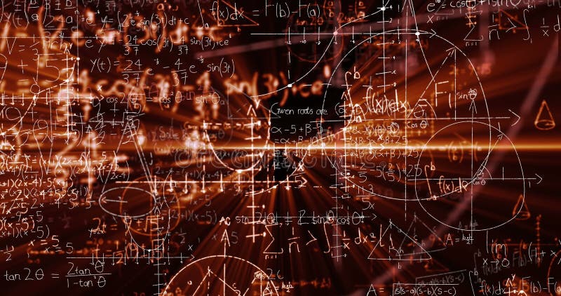 Animation of Digital Screen with Data and Math Formulas on Black ...