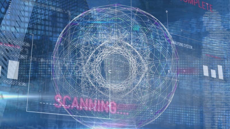 Animation of Digital Screen with Data, Shape, Graphs and Human ...