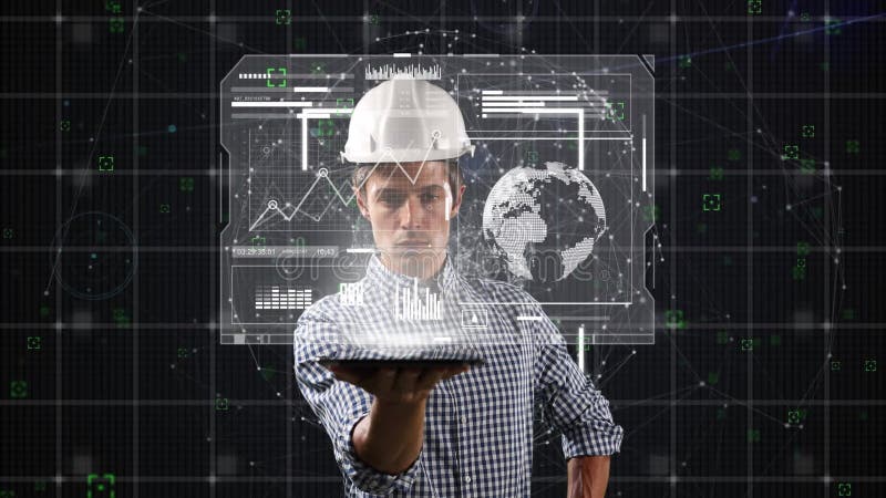 Animation of Digital Screen with Diverse Data Over Caucasian Male ...