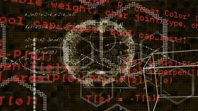 Animation of Digital Screen with Scientific Data, Brain and Hexagons ...