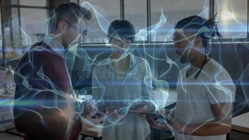 Animation of Digital Waves Over Diverse Office Colleagues Using ...