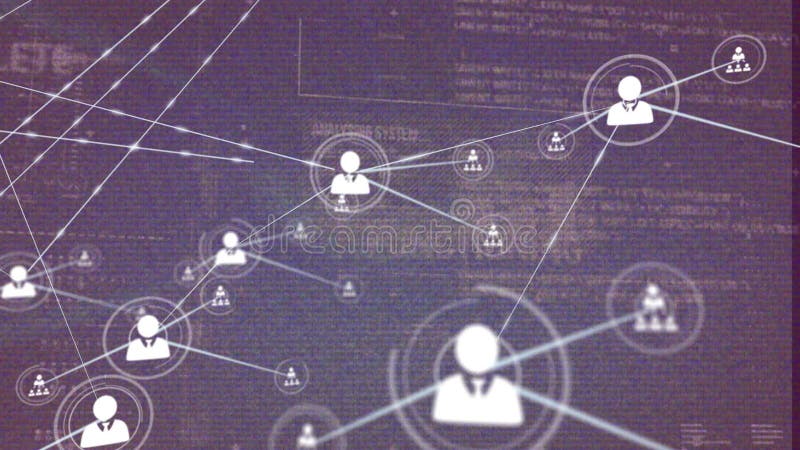 Animation of Distorted Glitch, Digital People Icon Connecting with ...