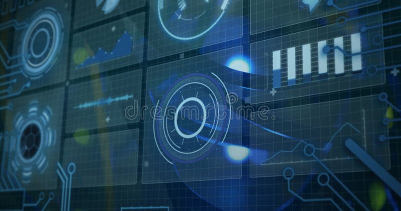 Animation of Diverse Data Processing on Digital Screen Stock Video ...