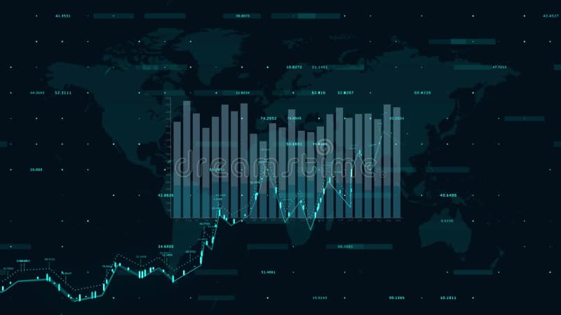 Animation of Diverse Graphs and Financial Data on Black Background ...