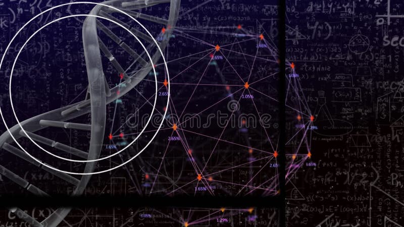 Animation of Dna Chain Over Math Formulas and Network of Connections on ...