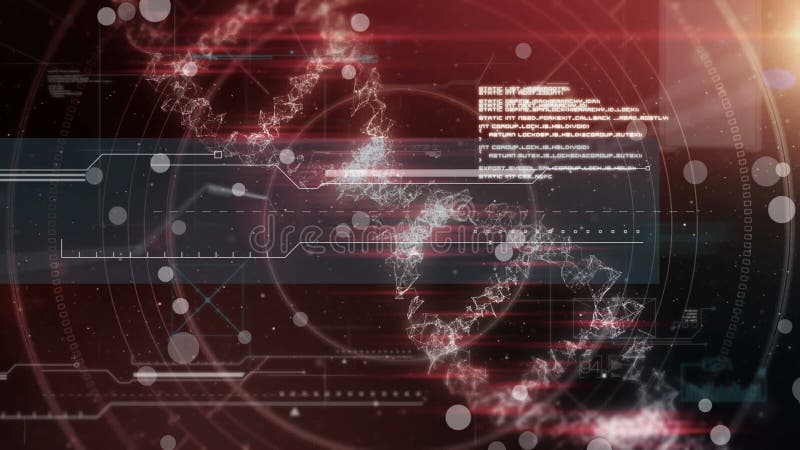 Animation of Dna, Molecules and Data Processing on Red Background Stock ...