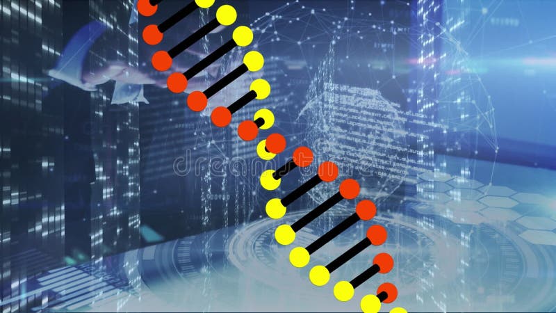 Animation of Dna Over Caucasian Businessman Using Touchscreen Digital ...