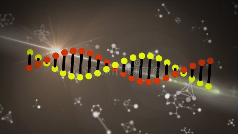 Animation of Dna Over Molecules and Light Moving on Dark Background ...