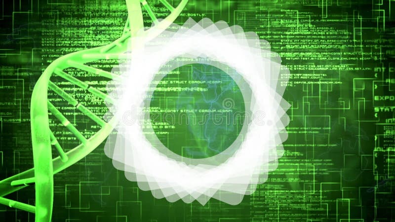 Animation of Dna, Rotating Shapes and Data Processing on Green ...