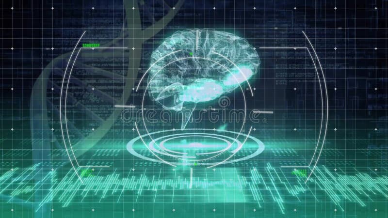 Animation of Dna Strand, Brain and Digital Data Processing Over Dark ...