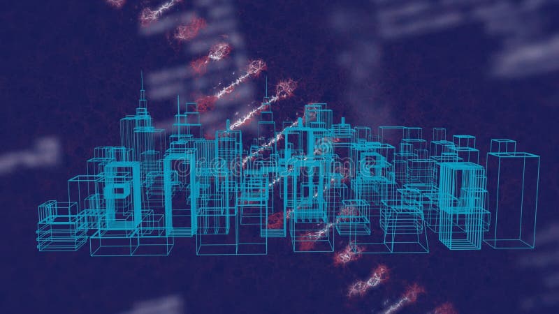 Animation of Dna Strand Data Processing and Abstract City Grid ...