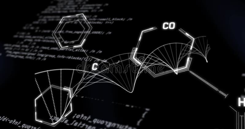 Animation of Dna Strand and Data Processing with Chemical Formula on ...