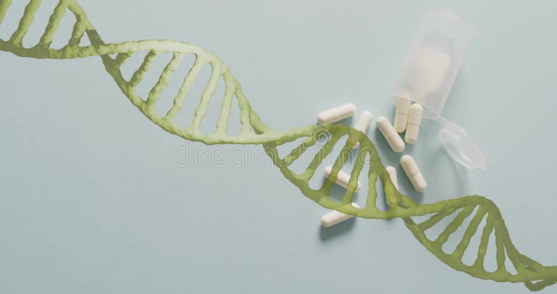Animation of Dna Strand and Data Processing Over Medication Stock Video ...