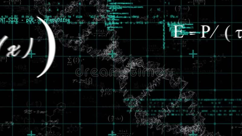 Animation of Dna Strand with Digital Data Processing Over Black ...