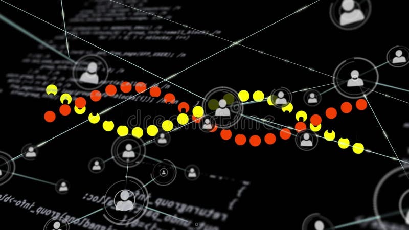 Animation of Dna Strand, Network of Connections and Data Processing ...