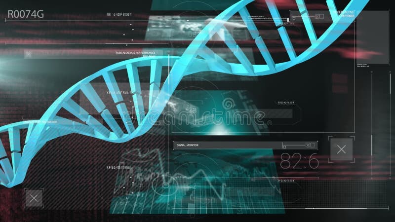 Animation of Dna Strand Over Data Processing and Graph Stock Video ...