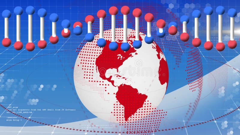 Animation of Dna Strand Spinning with Globe and Network of Connections ...